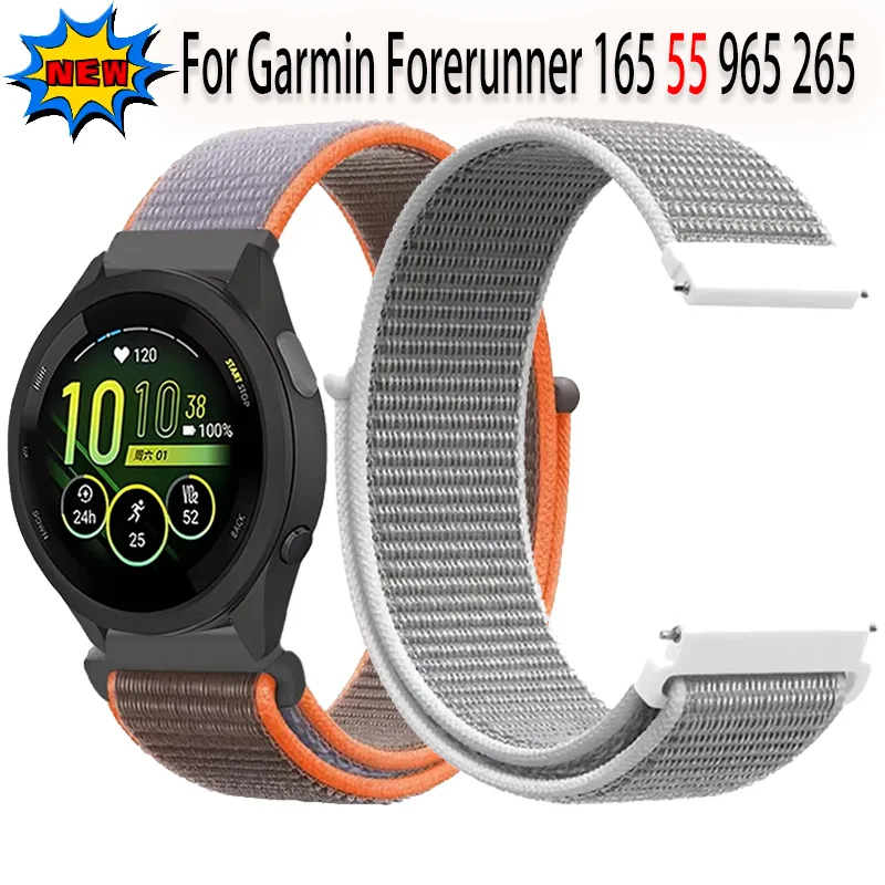 20mm 22mm Braided Nylon Strap for Garmin Forerunner 165 55 965 265 Venu ...