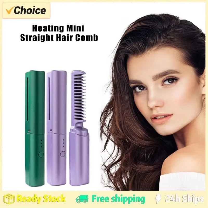 Portable-Wireless-Electric-Hair-Brushes-Heating-Straight-Curly-Negative ...