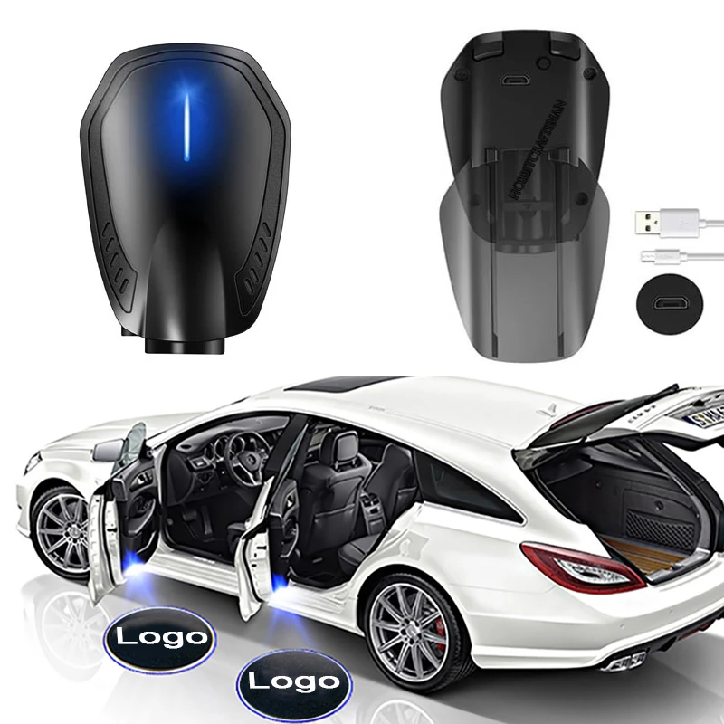 Universal 2pcs Led Car Door Laser Projector Logo Lights Rechargeable ...