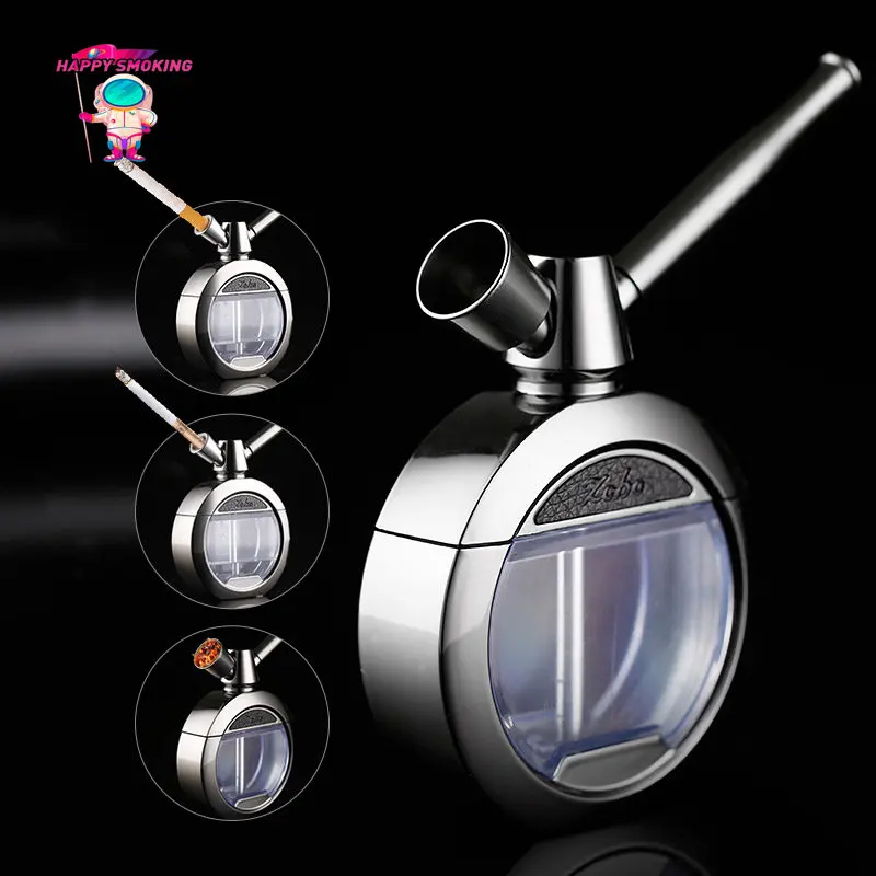 HAPPYSMOKING Tobacco Pipe Metal Double Filter Cigarette Holder Water ...