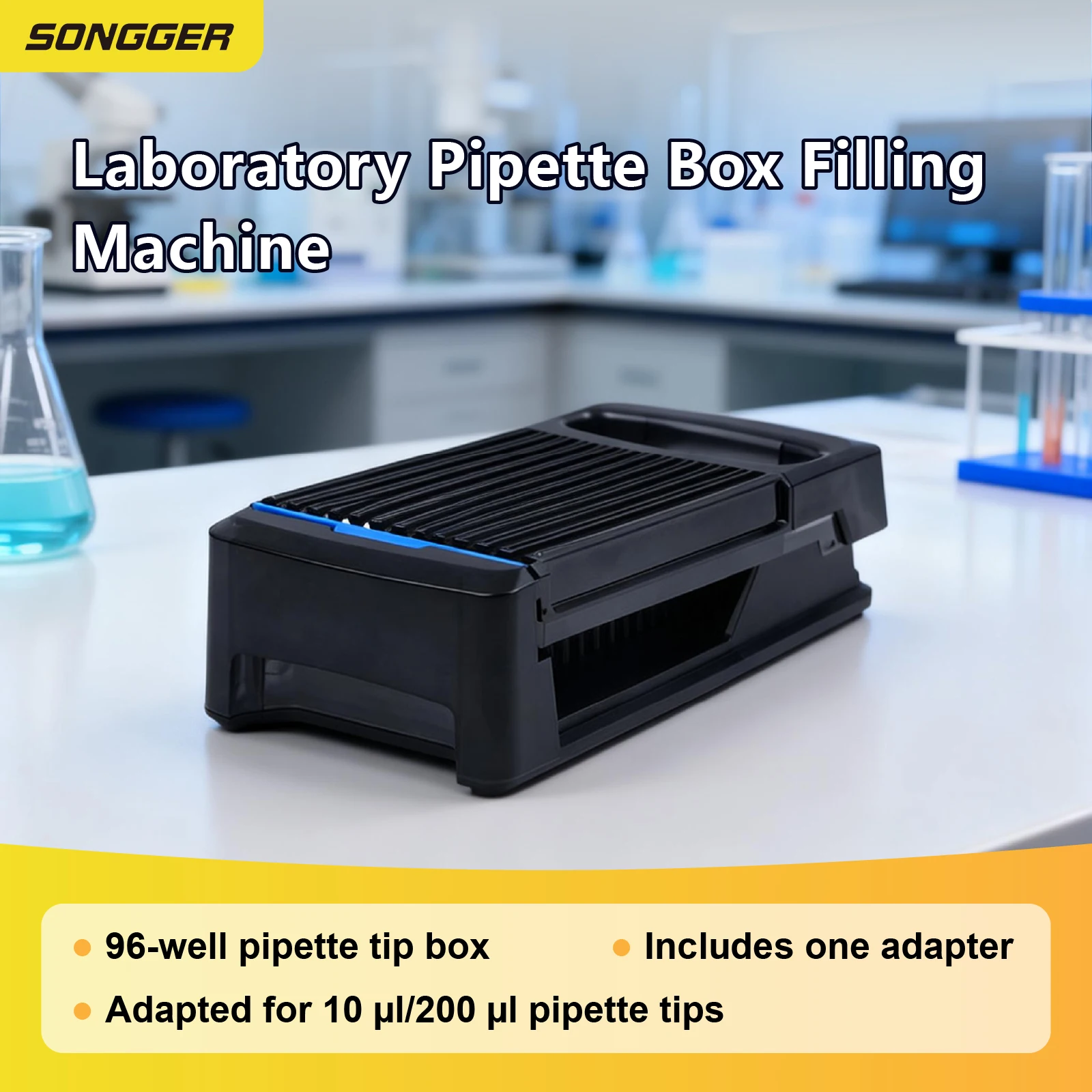 96 Well Pipette Tip Rack with 10uL 200uL Adapters Pipette Tip Loading ...
