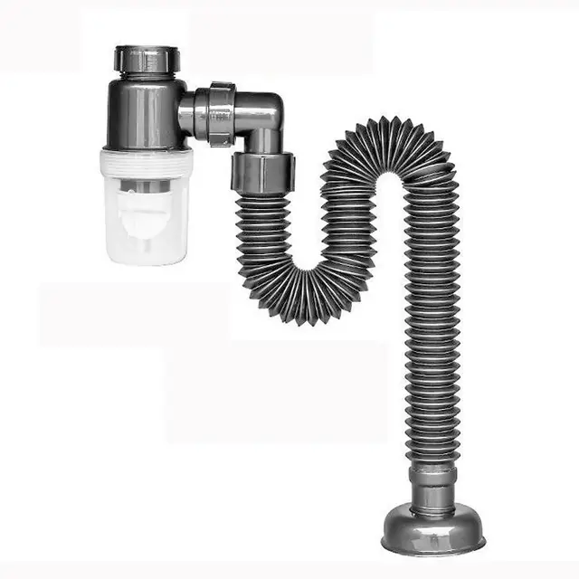 Universal Flexible Sink Drain Pipe Set Retractable Deodorant Drainage ...