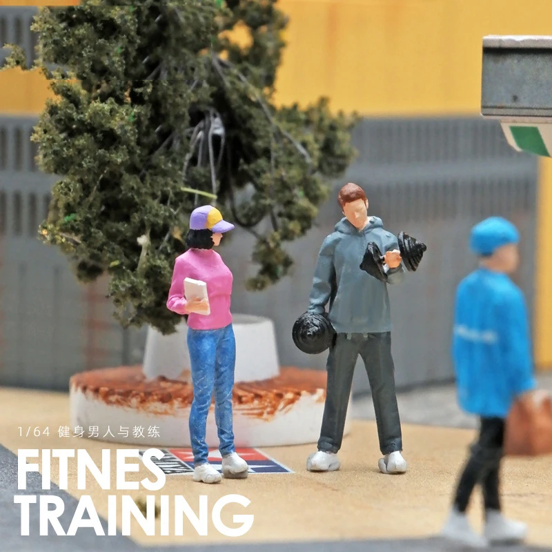 Resin-Handmade-Painted-1-64-Miniature-Figure-Fitness-Enthusiast-Model ...