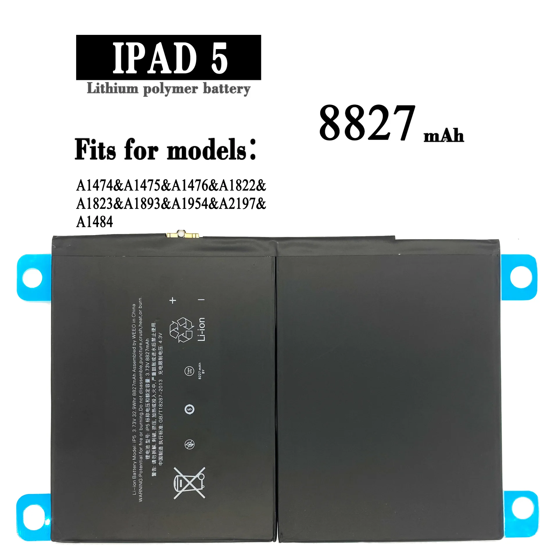 8827mAh-Tablet-Battery-For-iPad-5-Air-1-Replacement-Bateria-A1474-A1475 ...