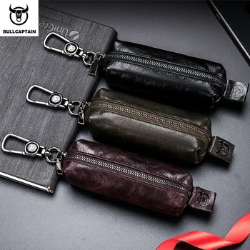 BULLCAPTAIN Genuine Leather Men's Car Keychain Leather Key Case High ...