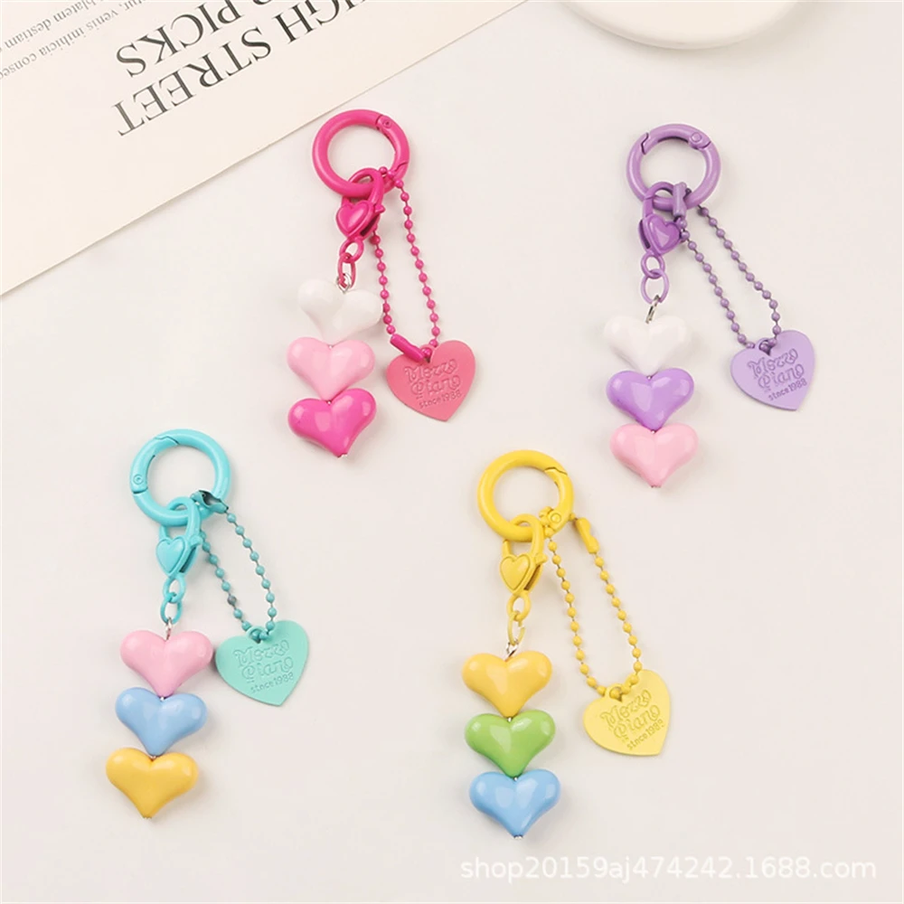 Cute Stacked Love Heart Keychain Diy Heart Charms Car Backpack Earphone ...