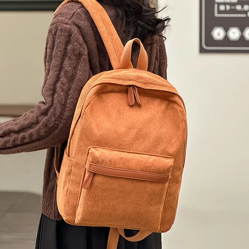 Cute-Corduroy-Woman-Backpack-Schoolbag-For-Teenage-Girls-Boys-Stripe ...