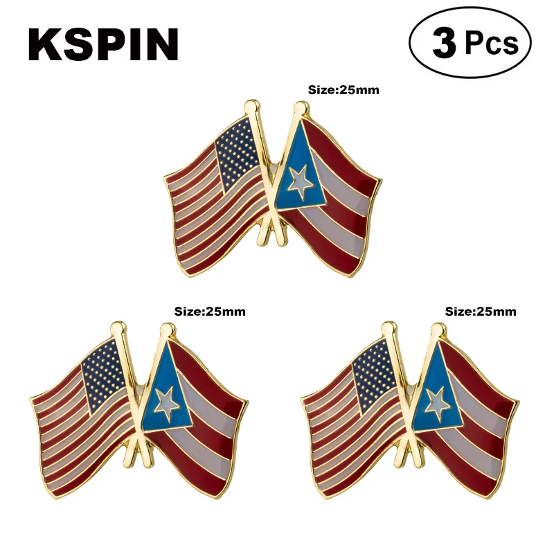 U.S.A. & Puerto Rico Frendship Lapel Pin Brooches Pins Flag badge ...