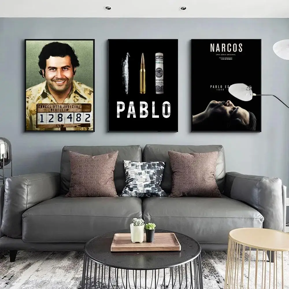Narcos-TV-Series-Pablo-Escobar-Whitepaper-Poster-Fancy-Wall-Sticker-for ...