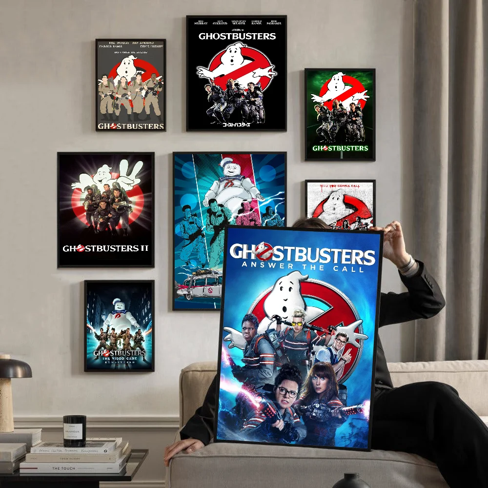 Movie Ghostbusters Self-adhesive Art Poster Retro Kraft Paper Sticker ...