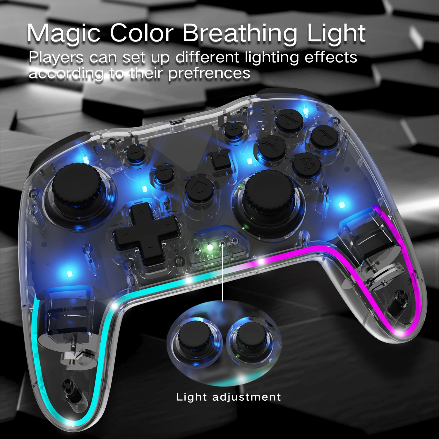 Transparent-LED-Wireless-Controller-BT-2-4G-For-Nintendo-Switch-Pro-PC ...