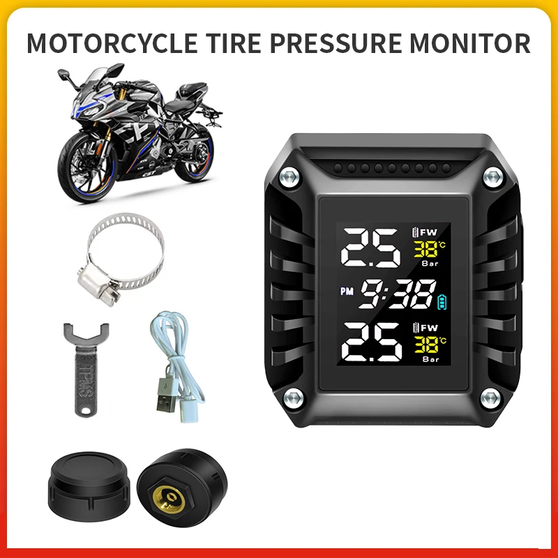 Wireless Motorcycle TPMS Motorbike Tire Pressure Monitoring Tyre ...