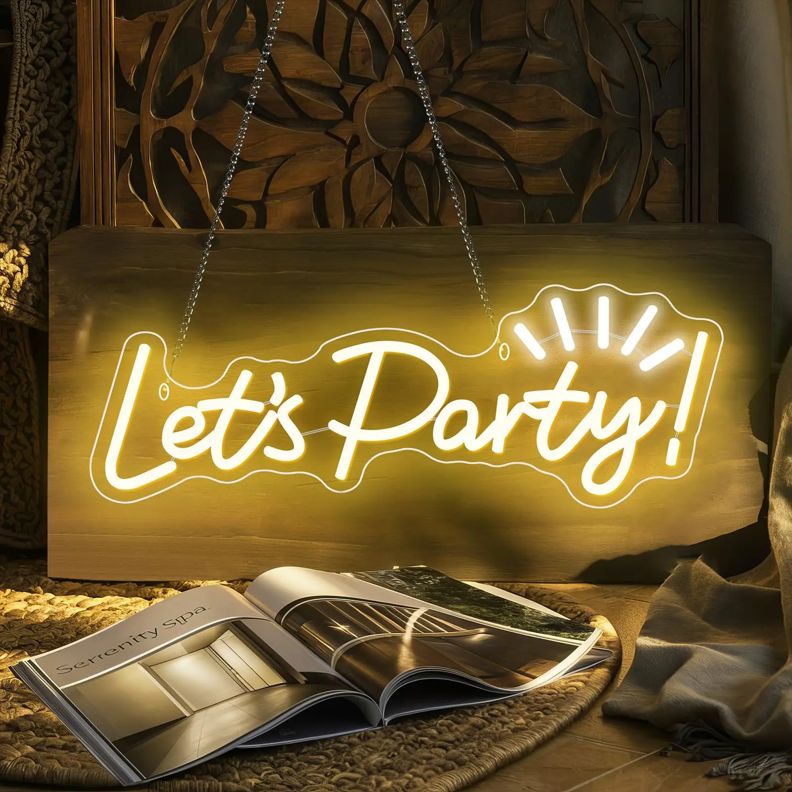 Lets Party Customizable colors Neon Sign LED Lights Bar Pub Wall ...