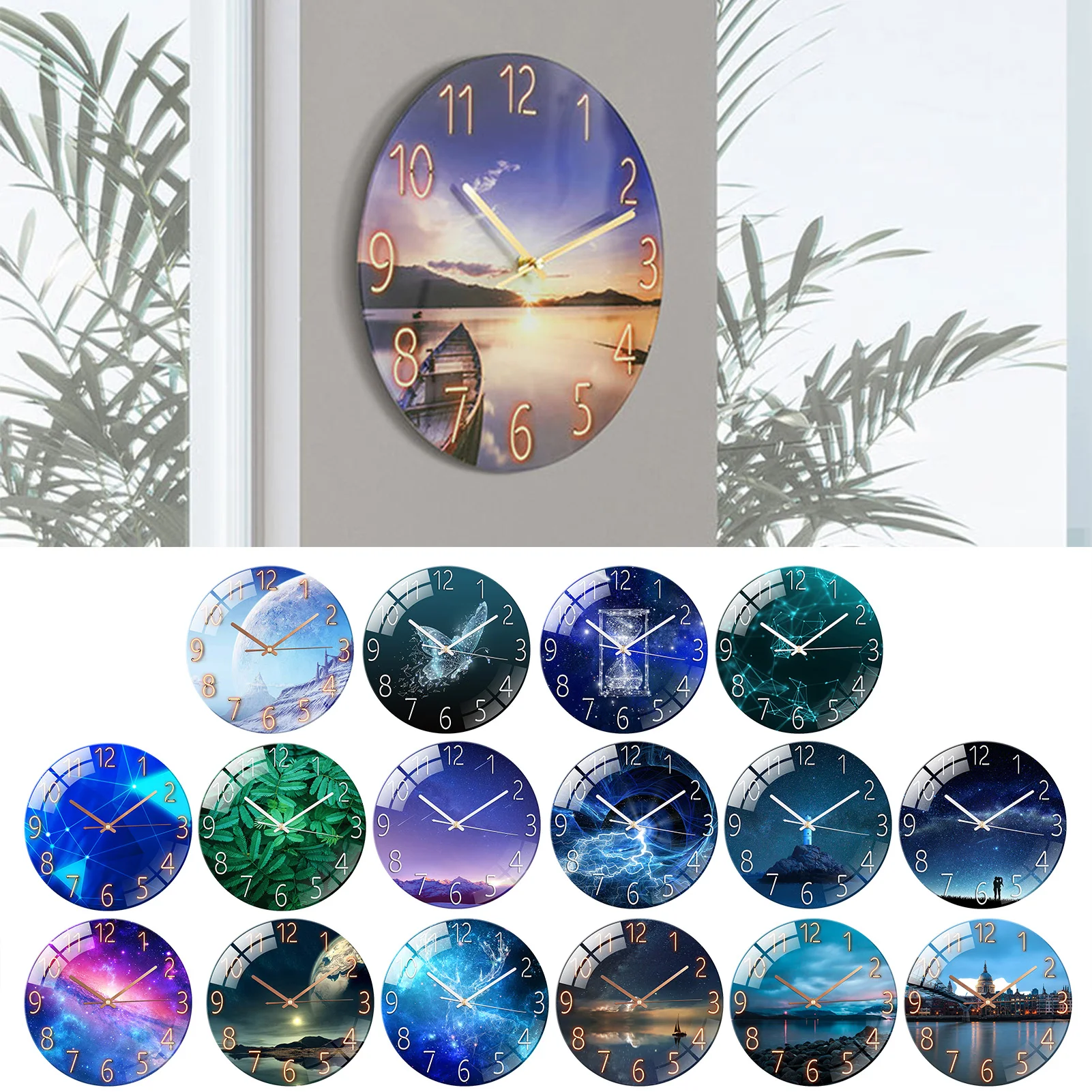 Glass Wall Clock Modern Design Tempered Glass Wall Clocks With ...