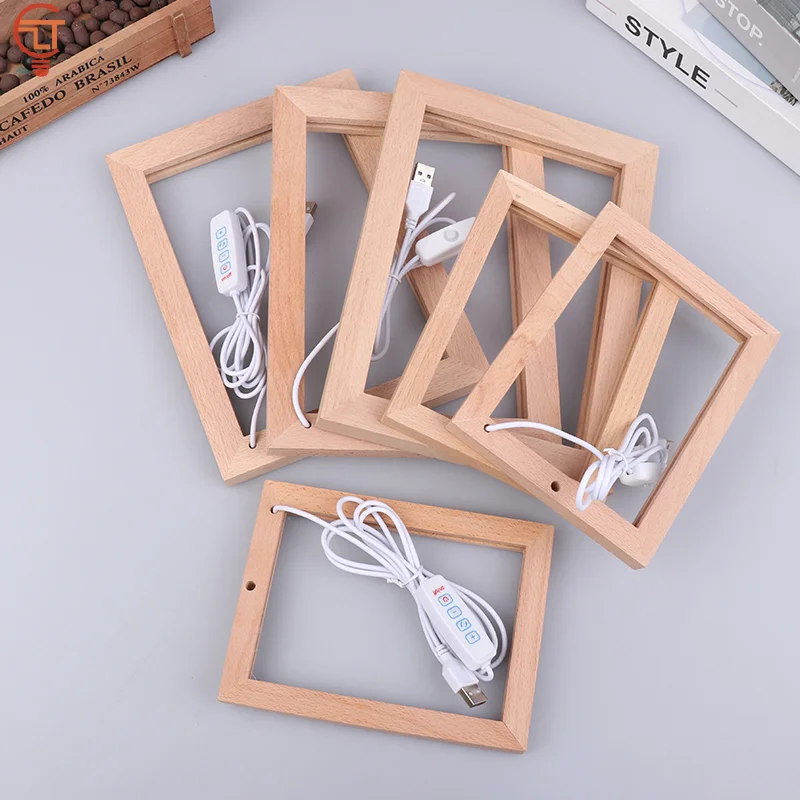 Glowing Photo Frame Table Picture Frames Luminous Holder Simple 3D ...