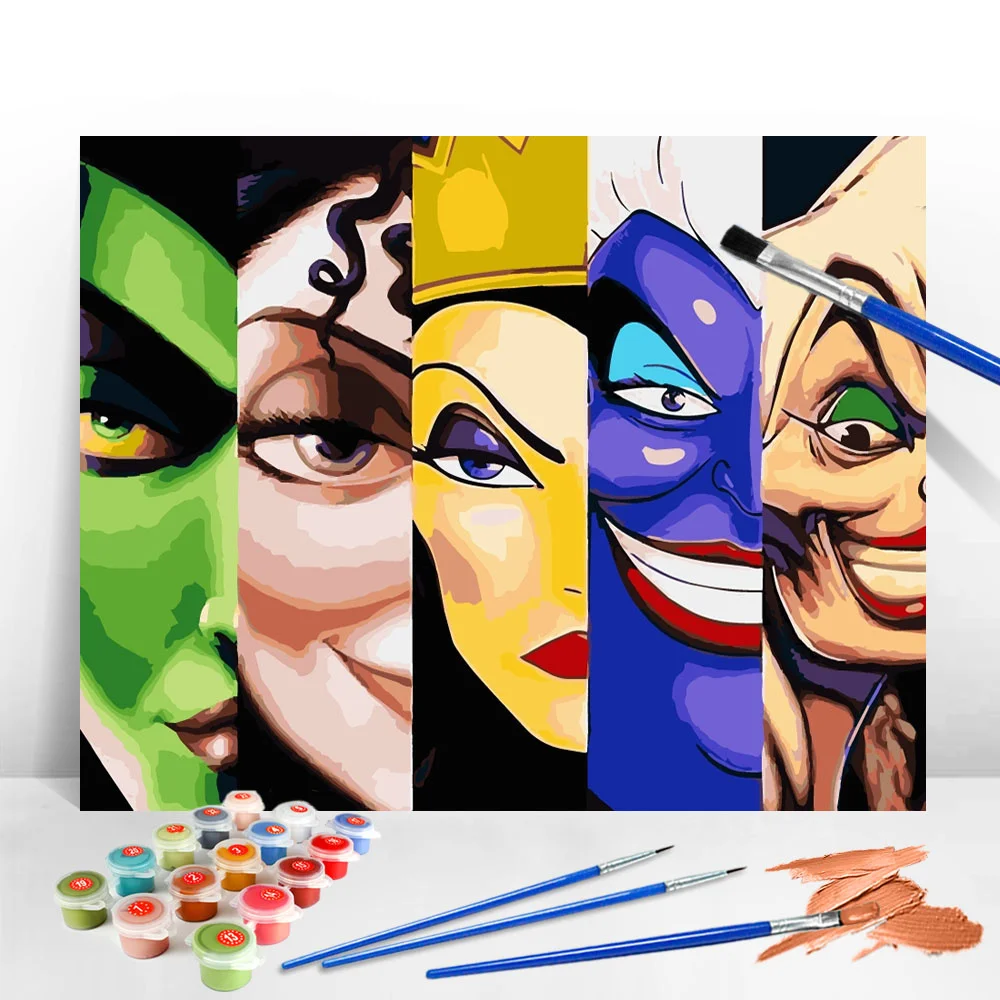 Disney-Cartoon-DIY-Painting-By-Numbers-Evil-Queen-Ursula-Cruella ...