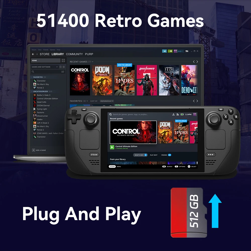 Batocera 37 Game TF Card For Steam Deck/WIN600 Handheld Game Console/PC ...