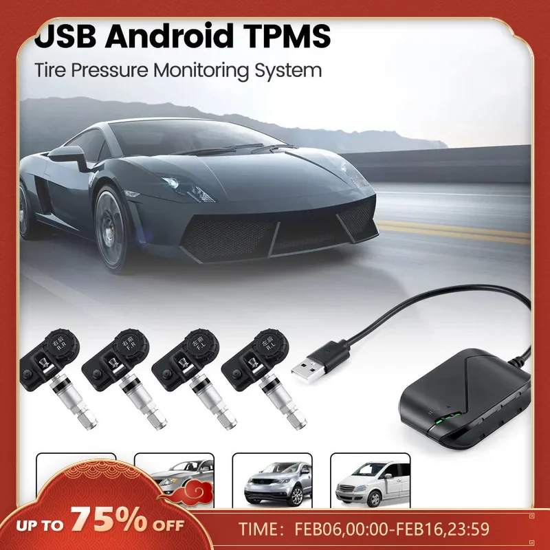 USB-TPMS-for-Android-Car-Stereo-Radio-4-Sensor-Wireless-Vehicle-Auto-Tire-Pressure-Monitoring ...
