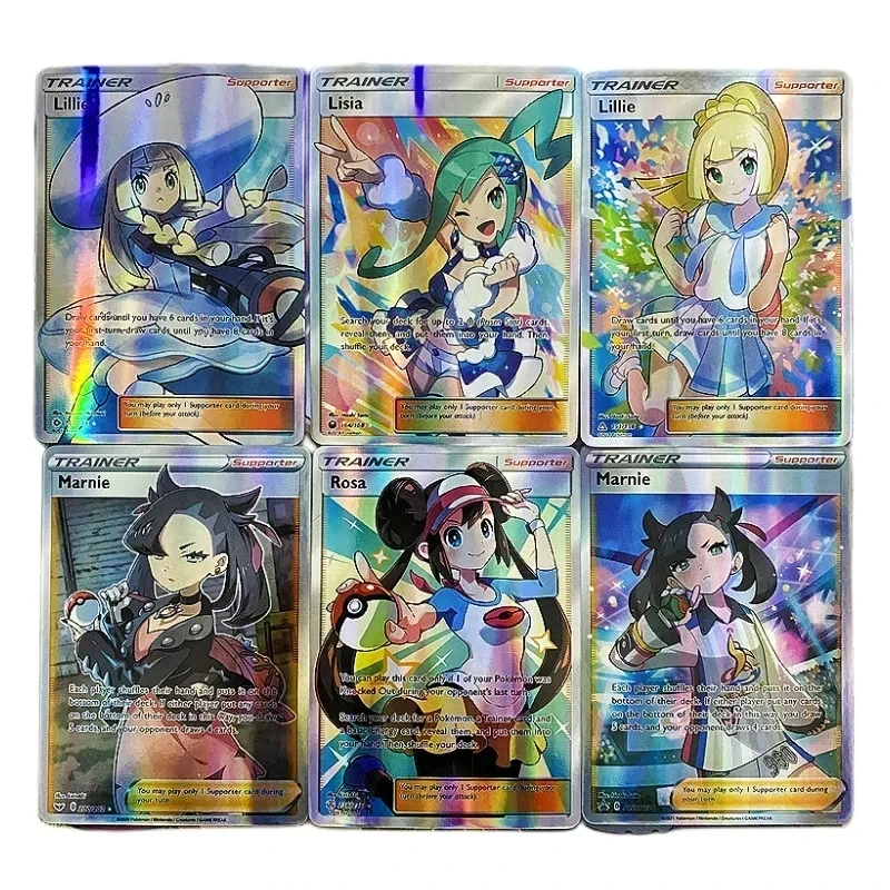 100Pcs-set-Pokemon-Ptcg-Trainer-Flash-Card-Rosa-Lillie-Marnie-Self-Made ...
