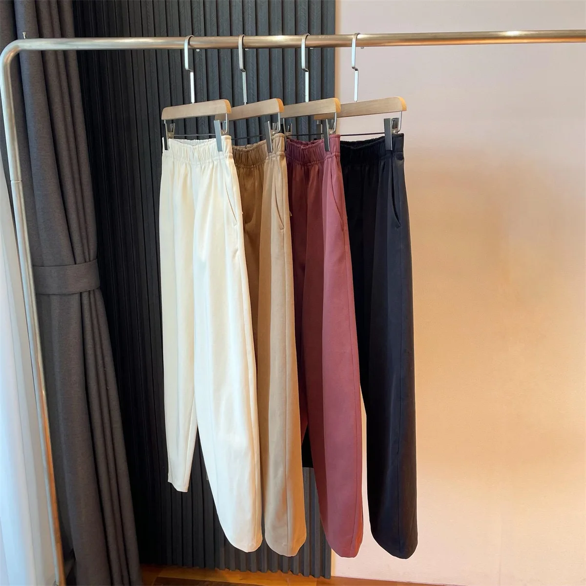 2023-Early-Autumn-Composite-Cotton-Enzyme-Washed-Elastic-High-Waist-Pea ...