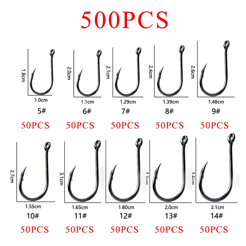 500-Pcs-Carp-Fishing-Hook-Offset-Circle-Hook-Single-Fly-Fishing-Jig ...