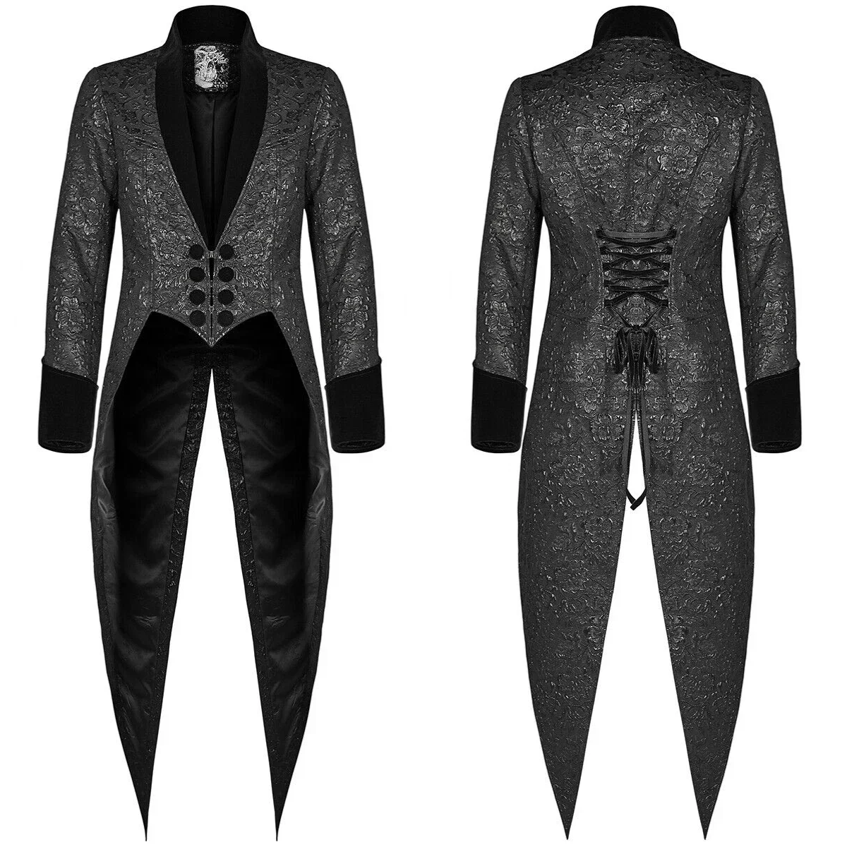 Chaqueta-g-tica-Punk-Rave-para-hombre-abrigo-negro-brocado-Steampunk ...