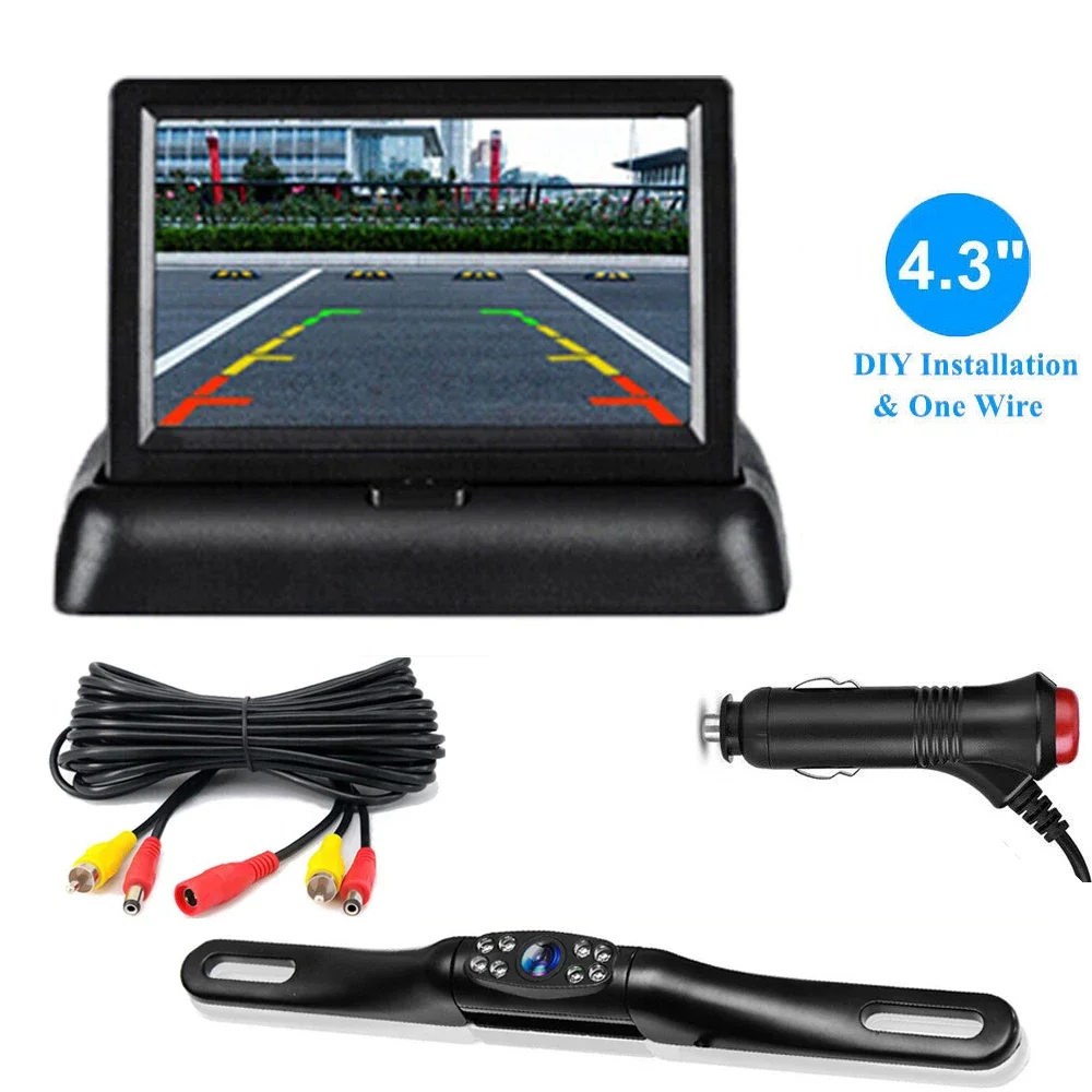 Car-Backup-Monitor-Camera-Kit-4-3-inch-Foldable-Screen-TFT-LCD-Vehicle ...