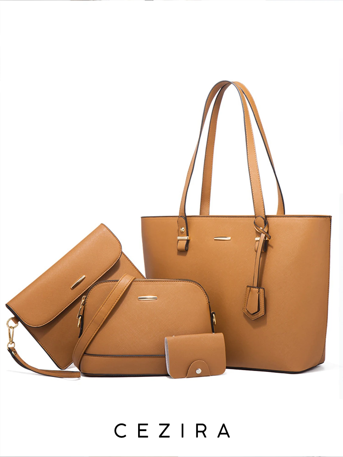 CEZIRA-Women-PU-Leather-Handbag-Set-Composite-Bag-Fashion-Large ...