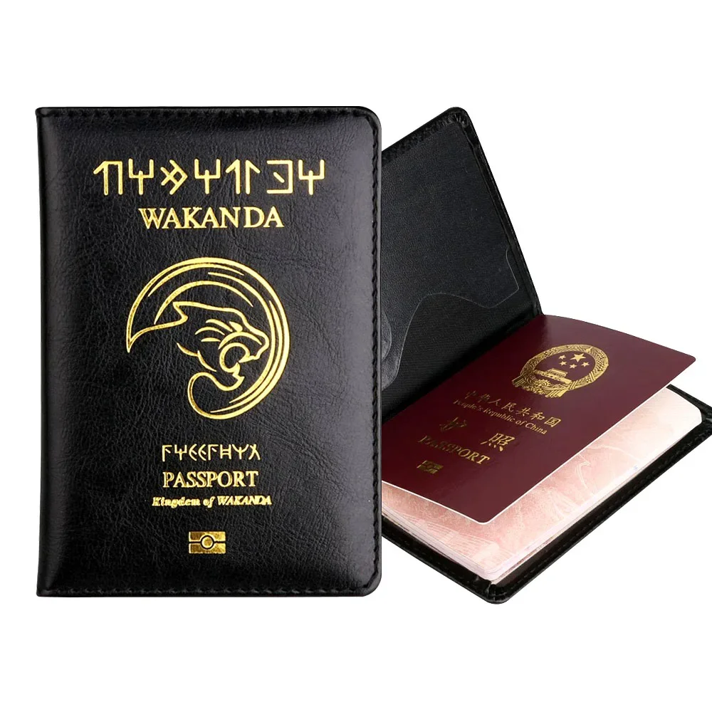 Fahion-Wakanda-Travel-Accessories-Gold-Stamp-Leopard-Passport-Holder-PU ...