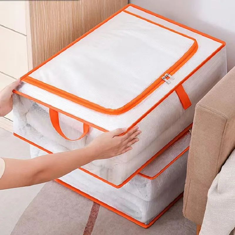PVC-Quilt-Clothes-Storage-Bag-Clear-Zippered-Blanket-Under-Bed-Storage ...