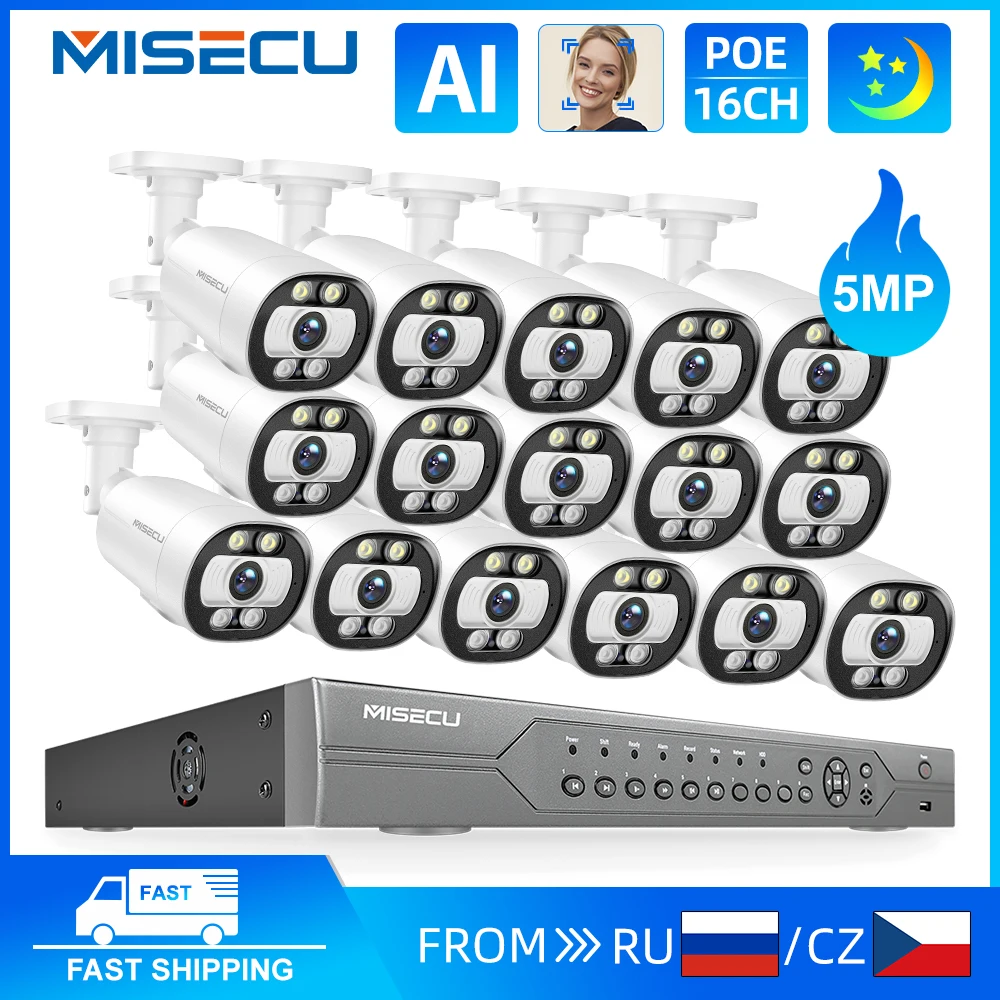Misecu 5mp H.265 16ch Poe Cctv Video Security Camera System Smart Ai ...
