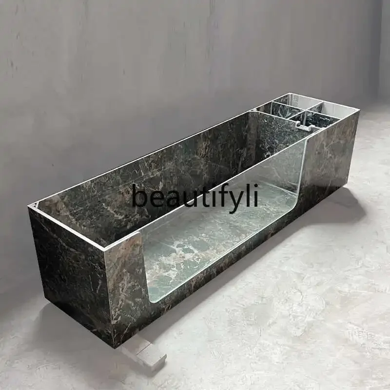 Rock-slab-fish-pond-large-tank-turtle-filter-tank-with-glass-balcony ...