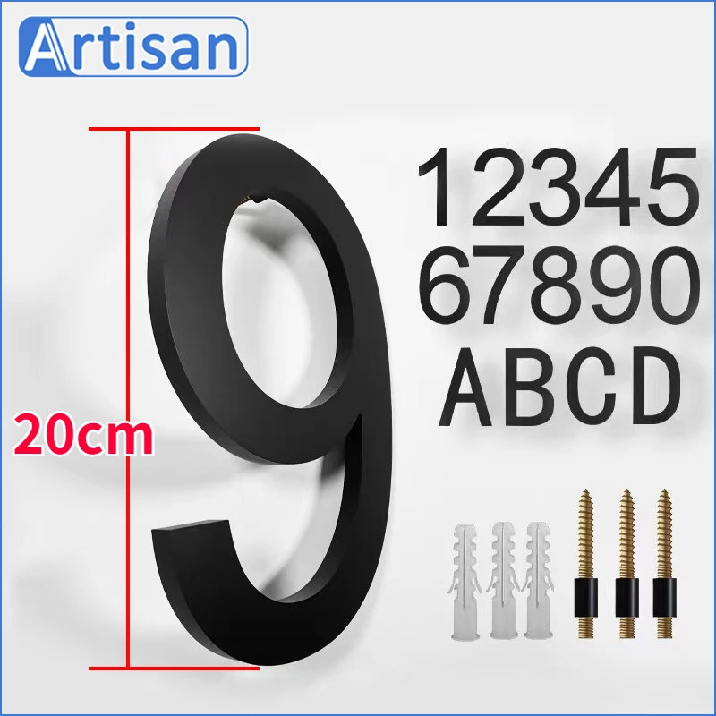 House-Number-Outdoor-8-Inch-Silver-Black-20cm-Letters-0-9-Big-Door ...