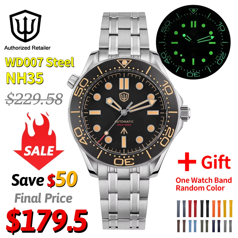 Watchdives WD007 relojes mecánicos de acero 39mm NTTD NH35 reloj de ...