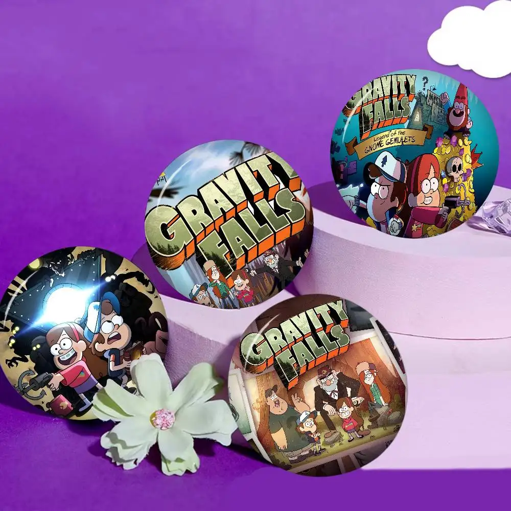 Cartoon Retro G-Gravity Falls Creative Pins Funny Round Snap-in Brooch ...