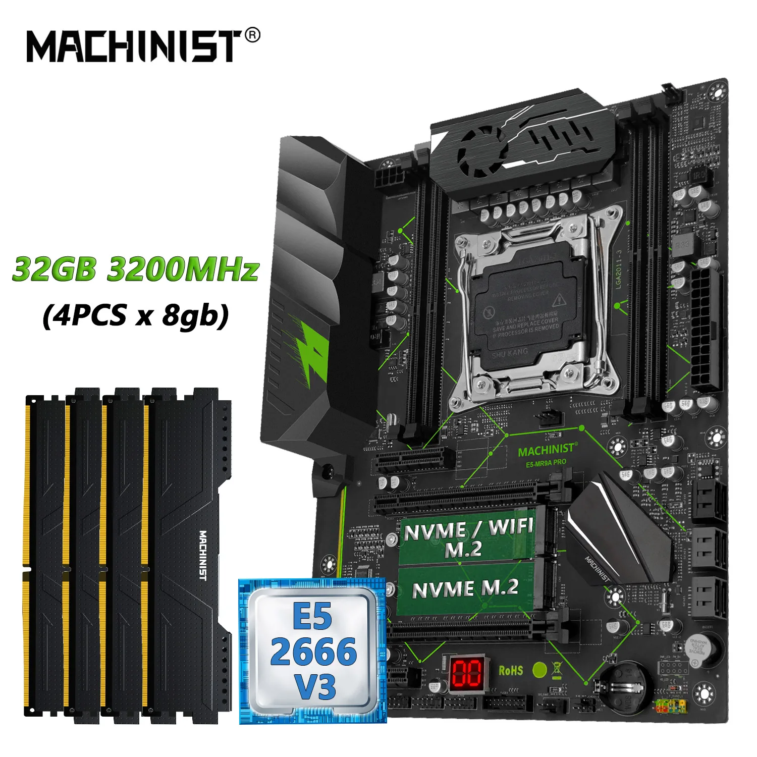 Machinist X99 Mr9a Pro Motherboard Combo Set Kit With Xeon E5 2666 V3 ...