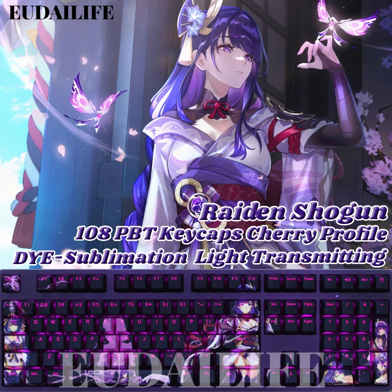 Raiden-Shogun-Baal-108-Keycap-PBT-Genshin-Impact-DYE-Sub-Light-transmitiendo-Cherry-Key-Cover ...