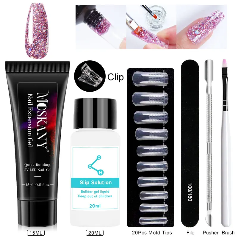 15ml-Poly-Nail-Gel-Full-Set-For-Extention-Nail-Glitter-Solid-Color-Gel ...