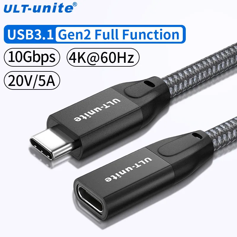 10Gbps-USB-3-1-Extension-Cable-4K60Hz-Type-C-Extender-Charging-Cord-5A ...