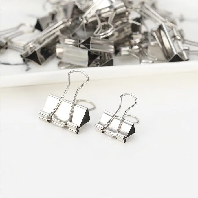 10PCS/Set Metal Paper Clip 15 19 25 32mm Foldback Metal Binder Clips ...
