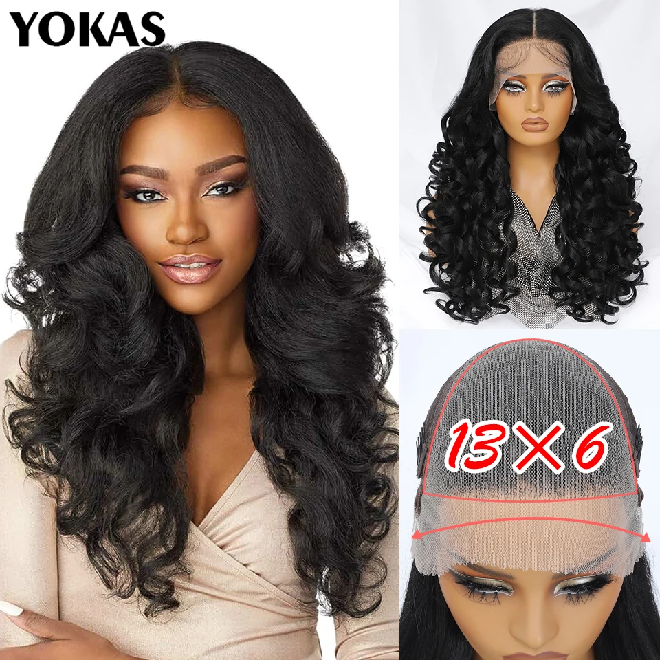 Lace Frontal Wigs 13X6 Synthetic Curly Lace Frontal Wigs With Bangs For ...