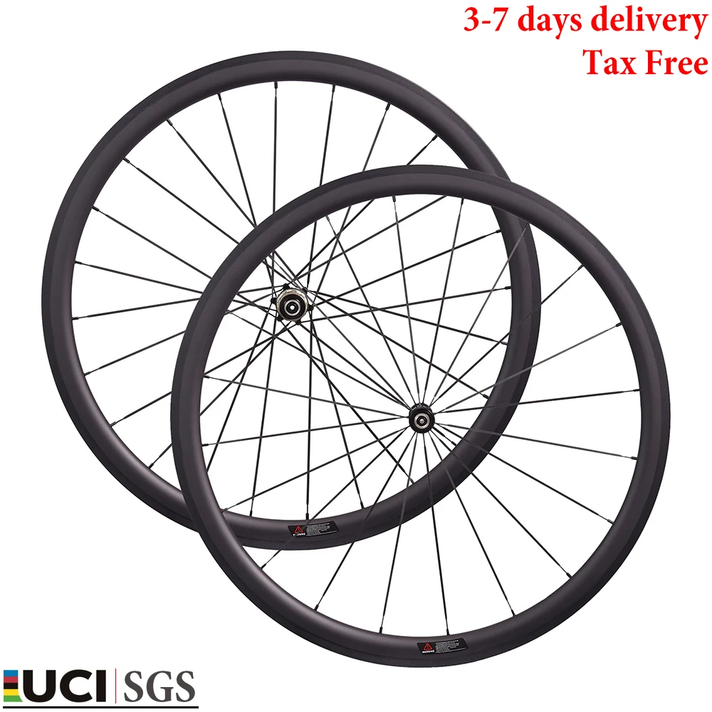 CSC Road bike carbon wheels 700C 38mm deep 25mm wide tubeless novatec ...