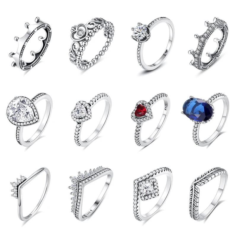 Anillo-de-Plata-de-Ley-925-Original-para-mujer-corona-Tiara-cristal ...