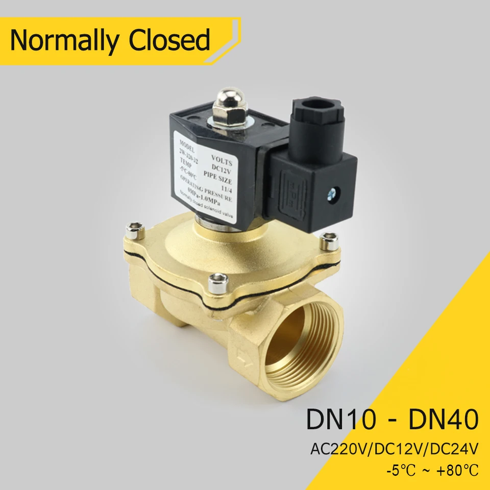 Two Way Brass Electric Solenoid Valve Normally Closed 220V 12V 24V 110V ...