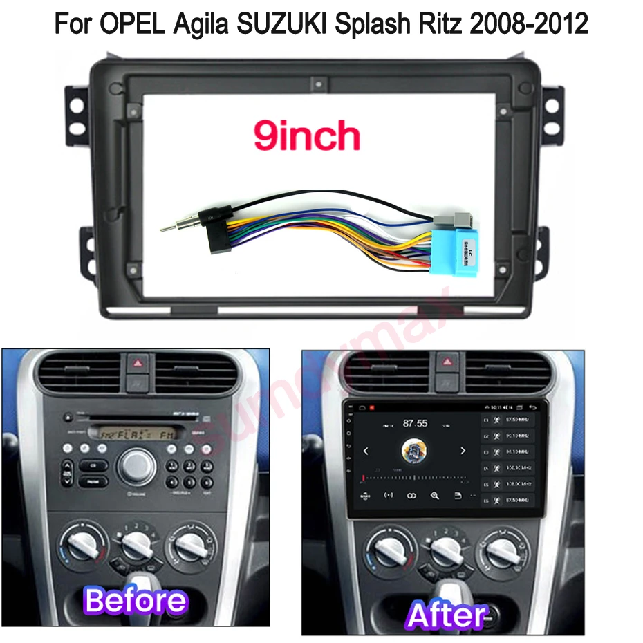 9inch Car Radio Frame Fascias Panel cable For SUZUKI Splash Ritz OPEL ...