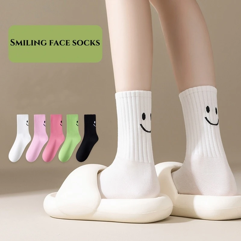 Women-Socks-Smiling-Face-Designer-Sock-Women-Solid-Dopamine-Funny-Socks ...