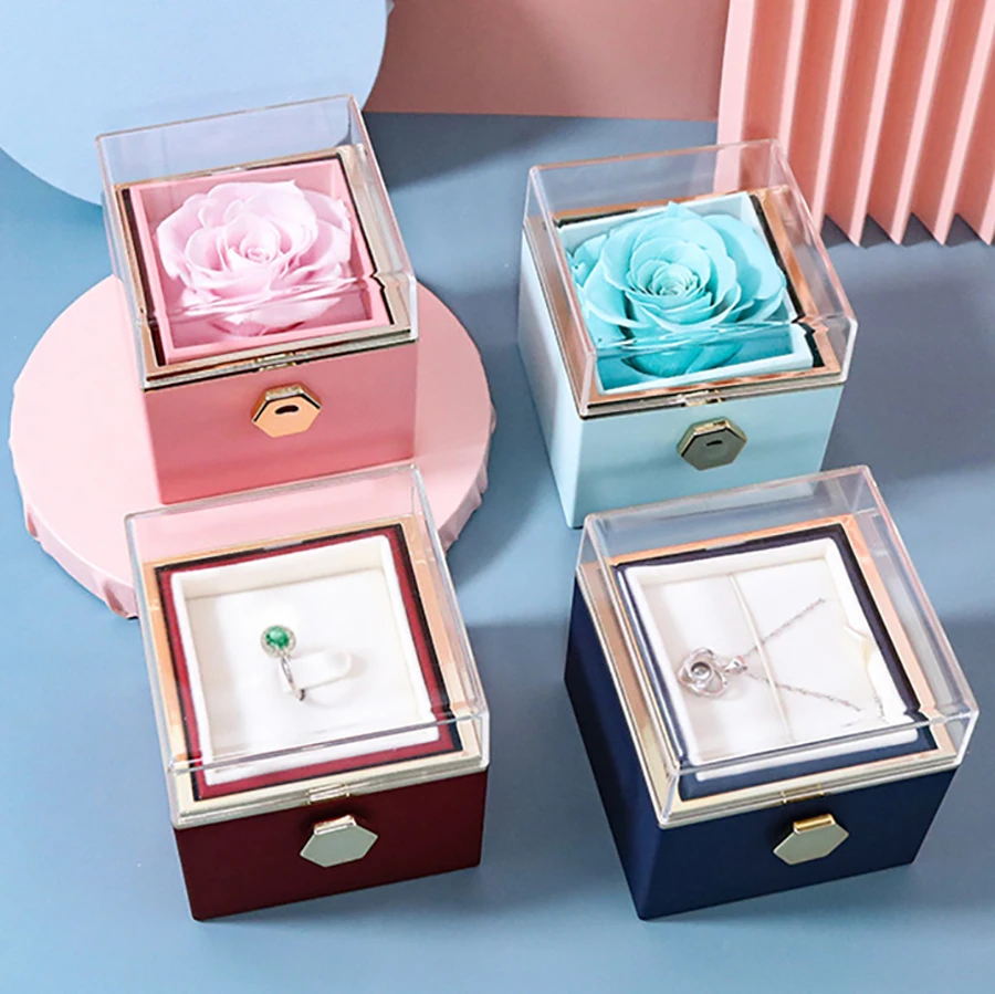 100-Natural-Preserved-Real-Rose-In-Acrylic-Rotating-Box-Ring-Locket ...
