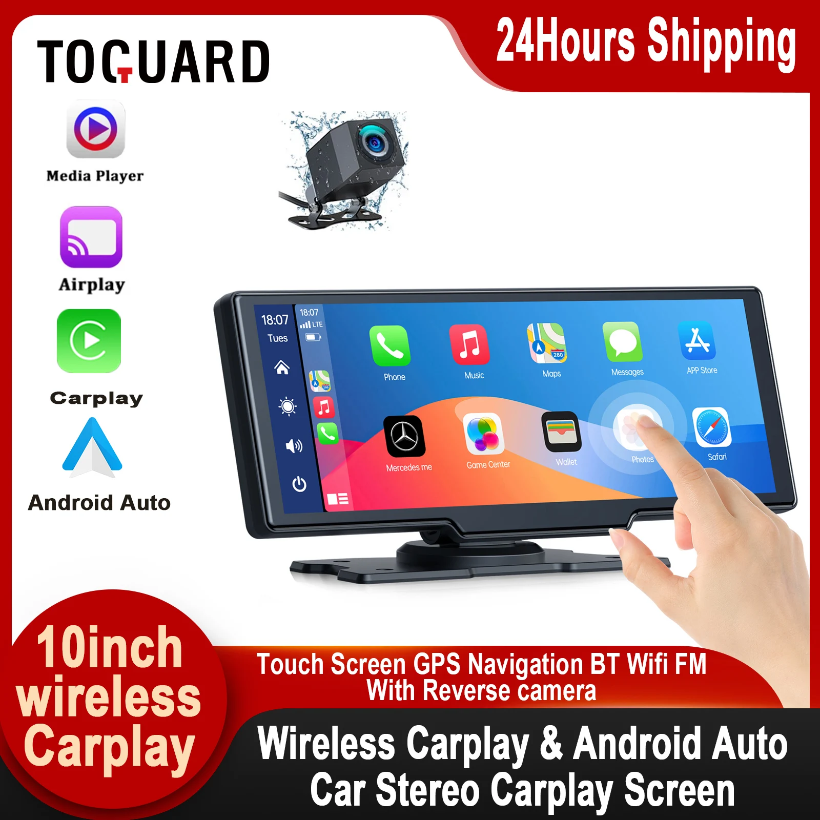 TOGUARD-10Inch-Car-Screen-Wireless-Car-play-Monitor-Android-Auto-Car ...