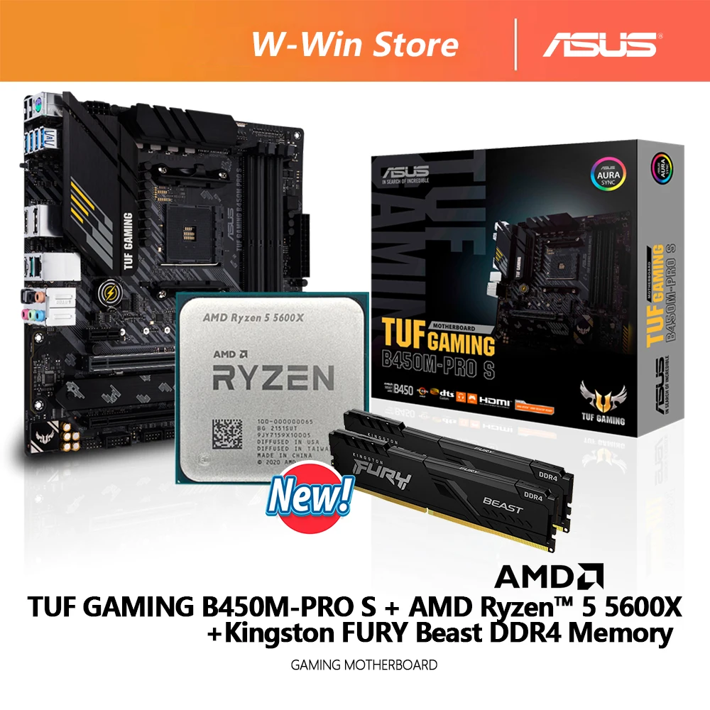 NEW AMD Ryzen 5600X R5 5600X CPU ASUS TUF B450M PRO II Motherboard ...