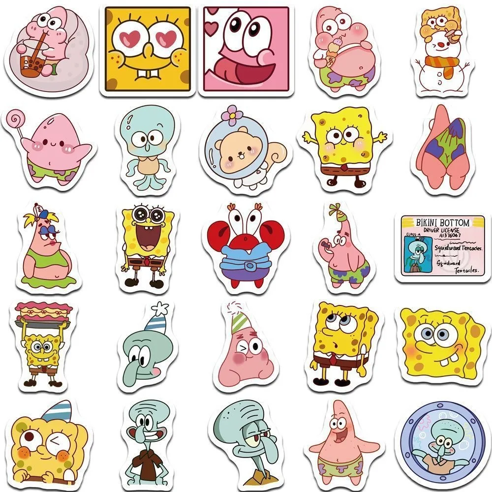 100PCS No-repeat Cartoon SpongeBob SquarePants Stickers Personalized ...